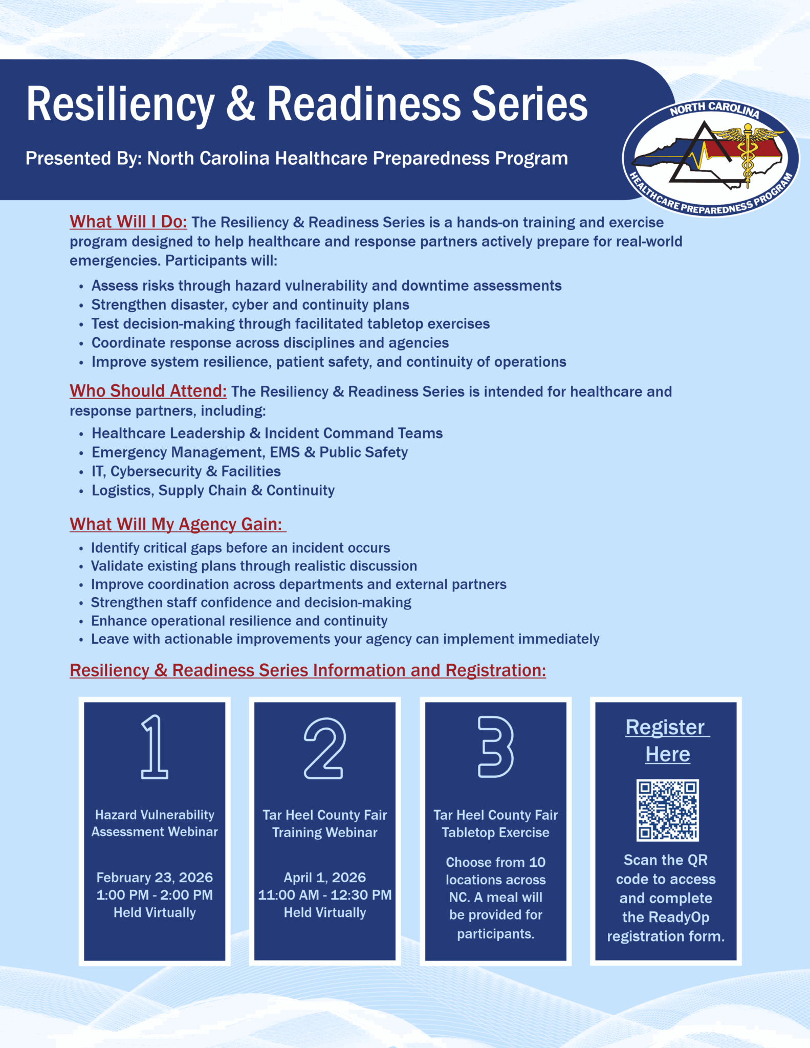Resiliency & Readiness Training and Exercise Series - NCHPP